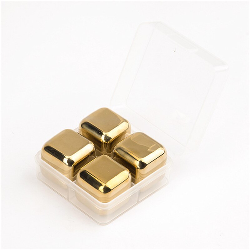 Gold Square Shape Stainless Steel Whisky Ice Cubes... – Grandado