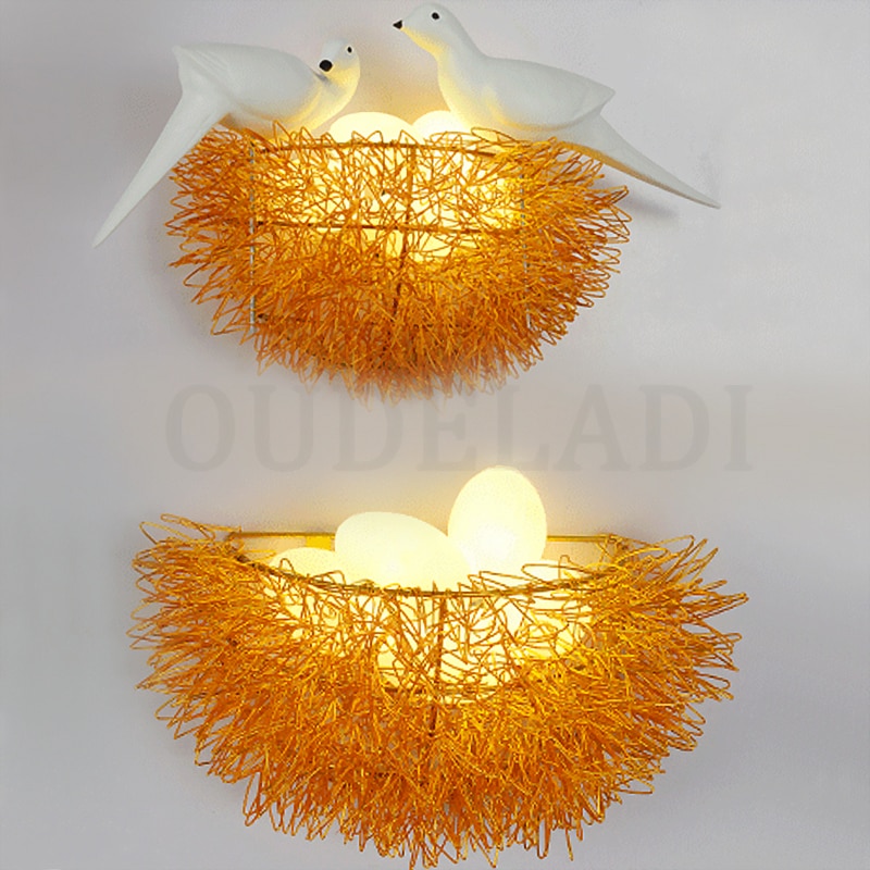 Bird Nest LED Wall Lamp Children Bedroom Study Roo... – Grandado
