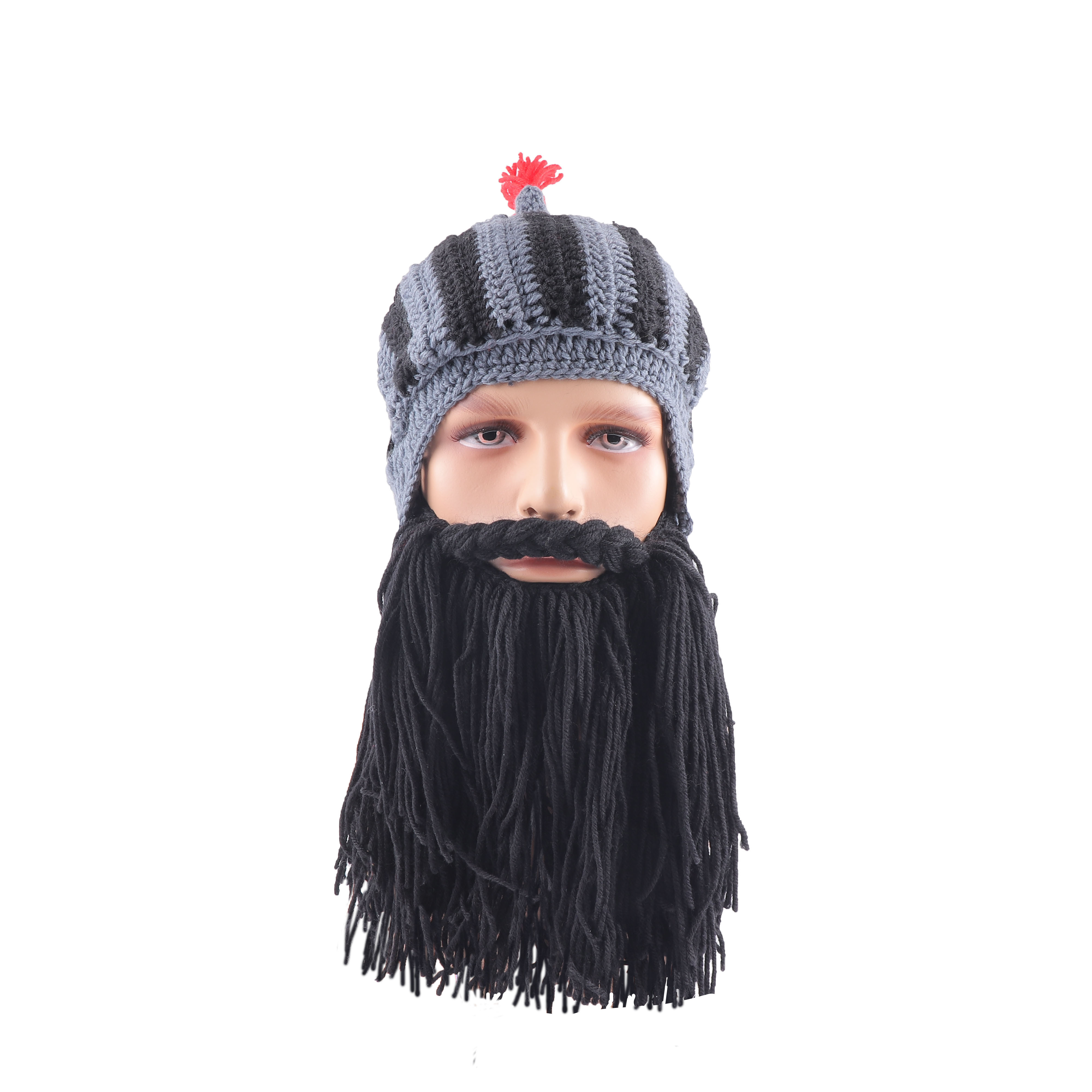 Knitting Red Tassel Roman Knight Helmet Men's Hats... – Grandado