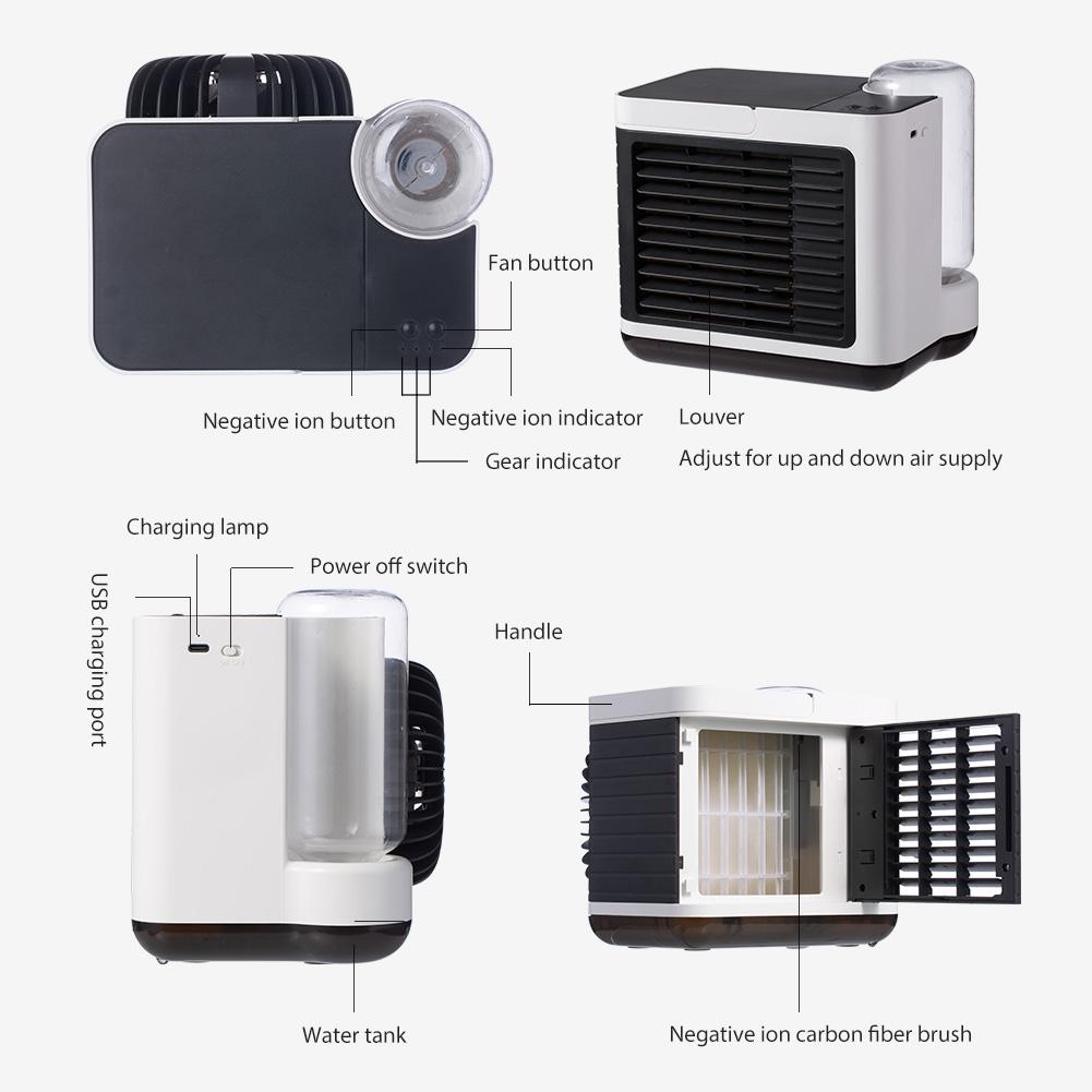 3 in 1 Portable Air Conditioner Silent LED Light C... – Grandado