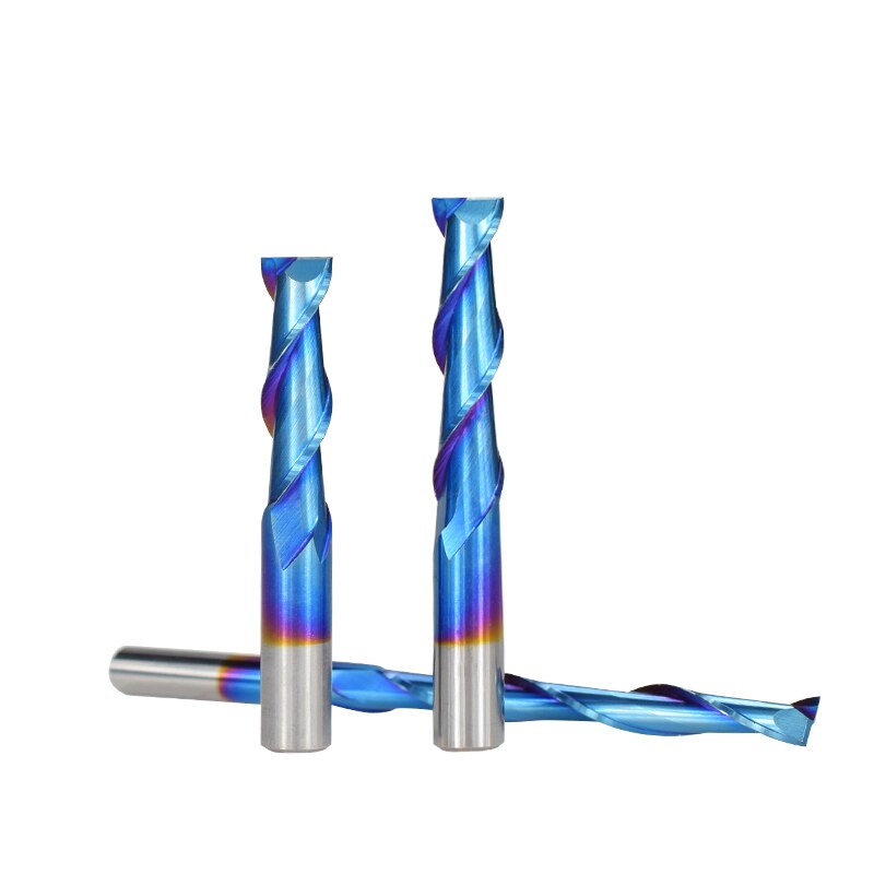2 Flute Flat End Mill Nano Blue Coating Tungsten C... – Grandado