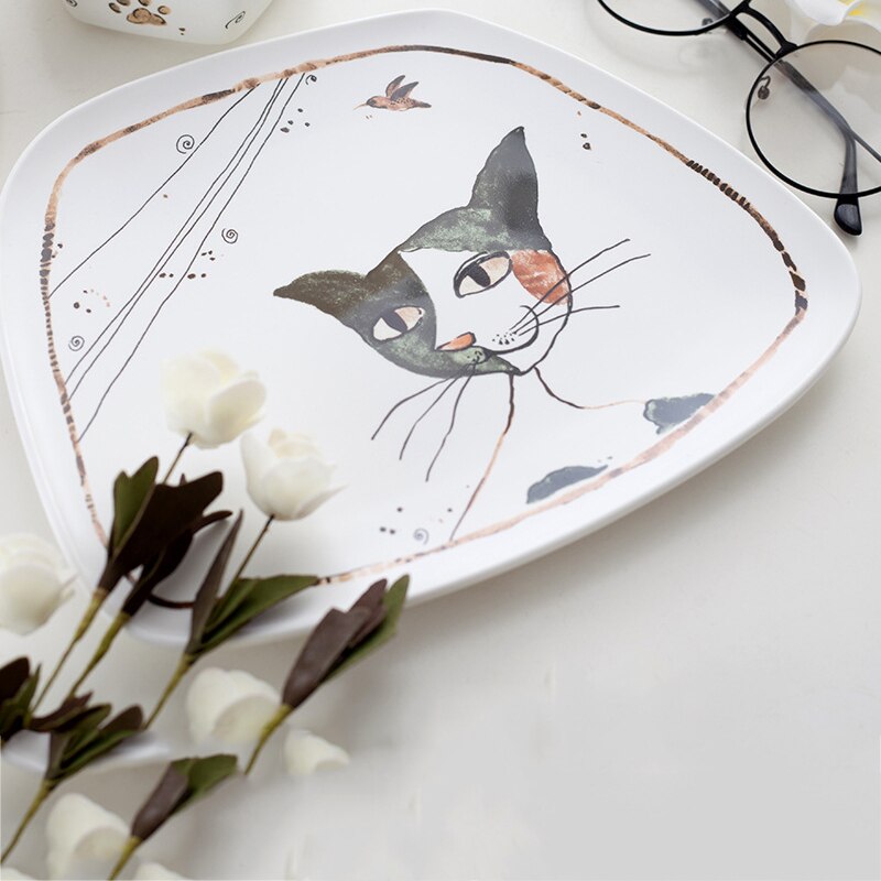 Household Cute Cat Ceramic Tableware Western Food ... – Grandado
