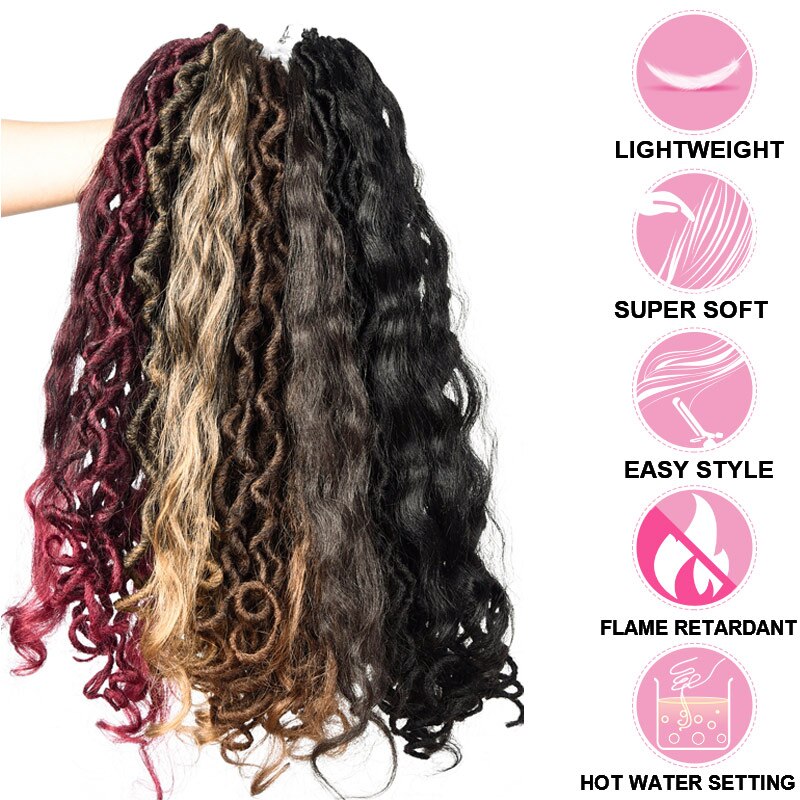 18 inch Messy Goddess Faux Locs Hair Crochet Braid... – Grandado