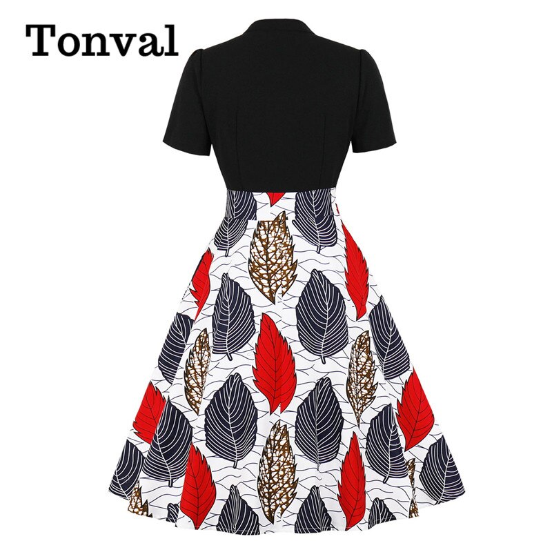 Tonval Strikje Hals Hoge Taille Multicolor Print P... – Vicedeal
