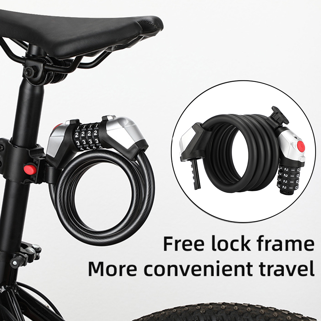 Bike Locks, Cable Lock, Long Coiled Secure Resetta... – Grandado