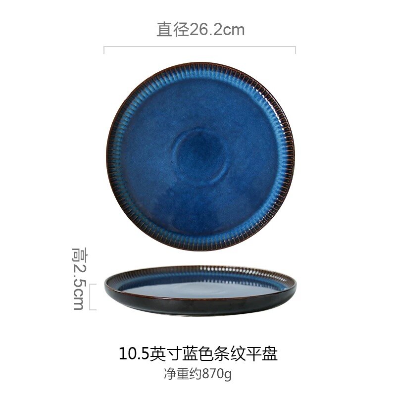 Klin Glaze Blue Plate Ceramic Rice Salad Bowl Vint... – Grandado