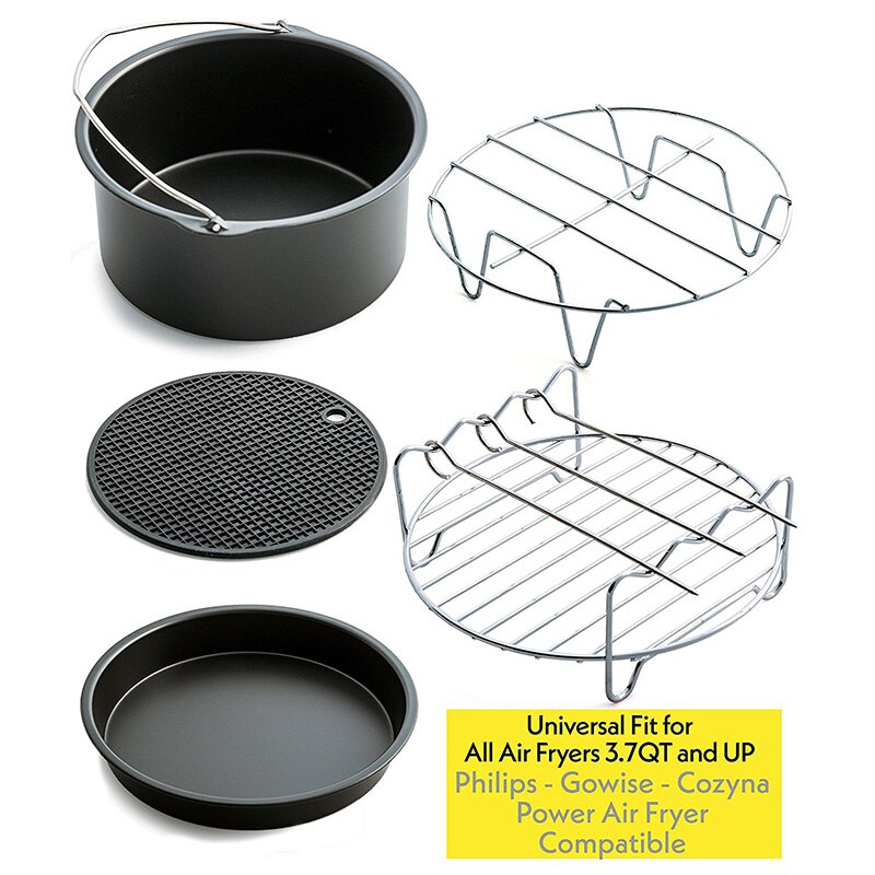 7 Inch Round Air Fryer Pan Rack Grill 5Pcs/set Air... – Grandado