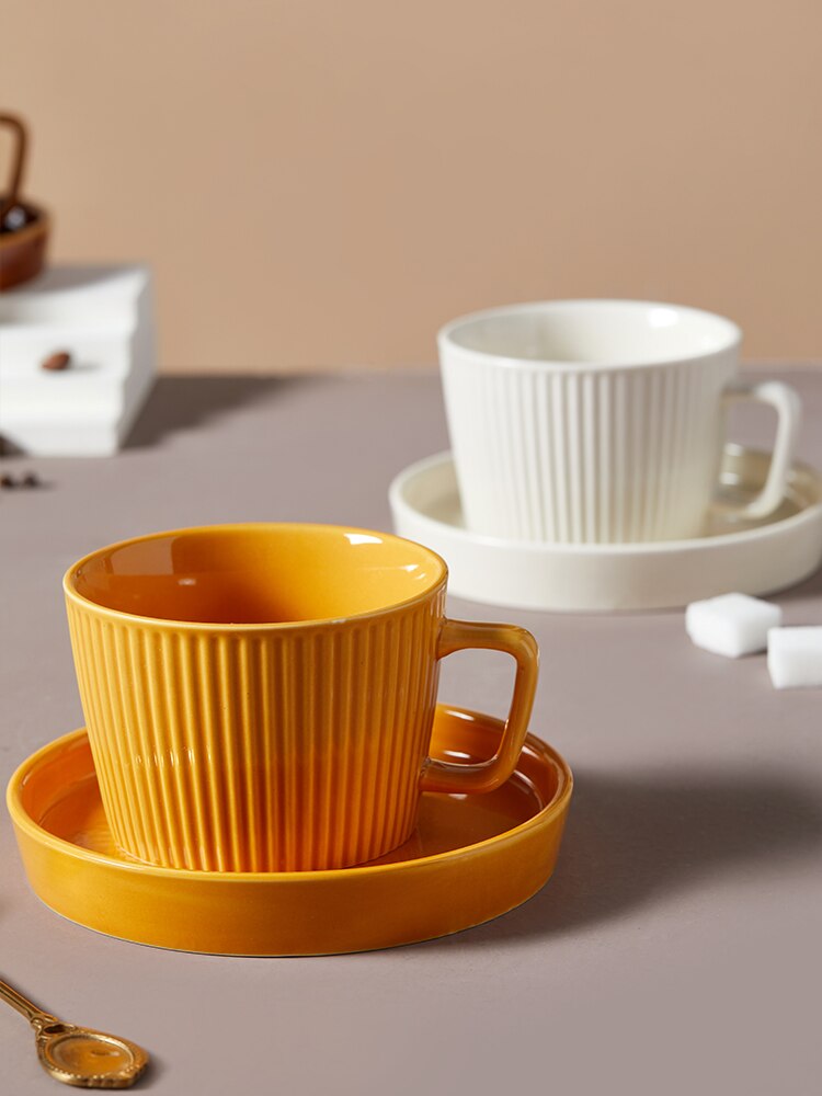 Yellow White Luxury Ceramic Tea Cup and Saucer Mod... – Grandado