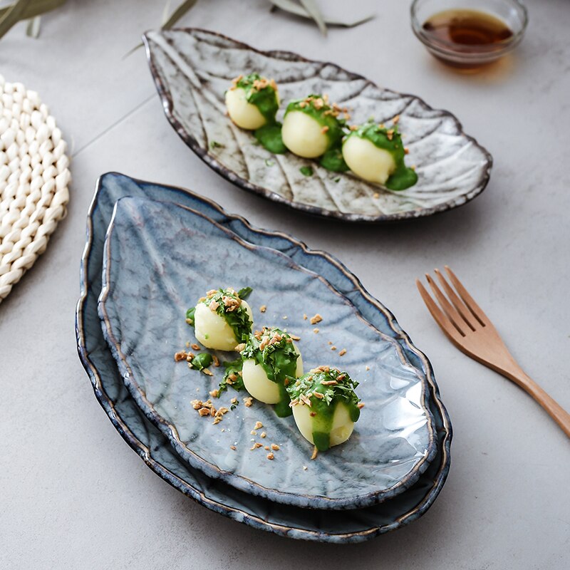 Japanese Leaf Kiln Ceramic Snack Plate Retro Irreg... – Vicedeal