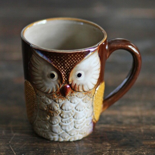 Owl Ceramic Coffe Cup Pottery Milk Coffee Cups Xma... – Grandado