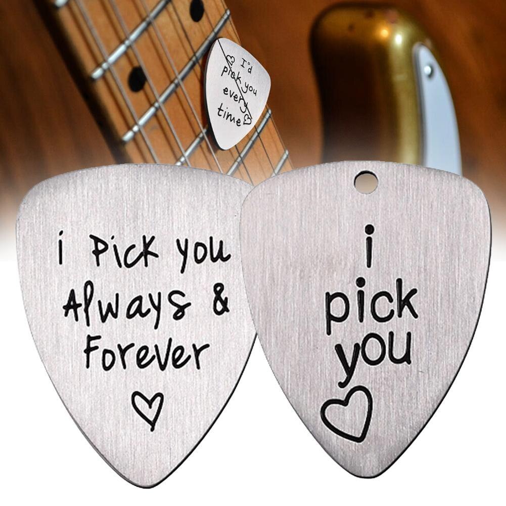Titanium Steel Carved Guitar Pick I Pick You Alway... – Vicedeal