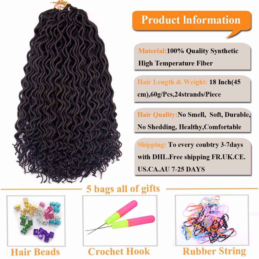 FALEMEI Faux Locs Curly Crochet Hair 18inch 60g Sy... – Vicedeal