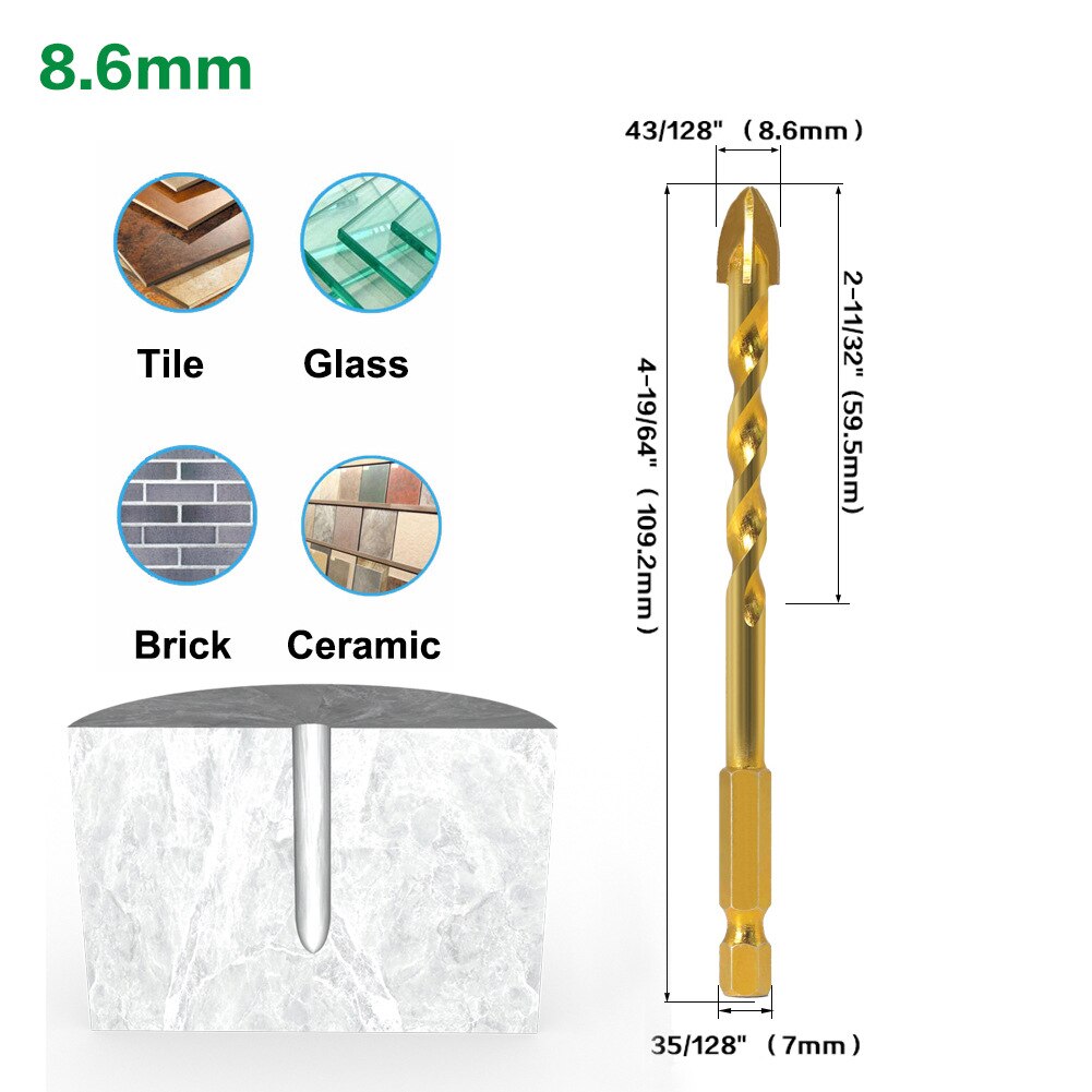 1pcs 7mm Hex Shank Twist Glass Bits Titanium Ceram... – Vicedeal