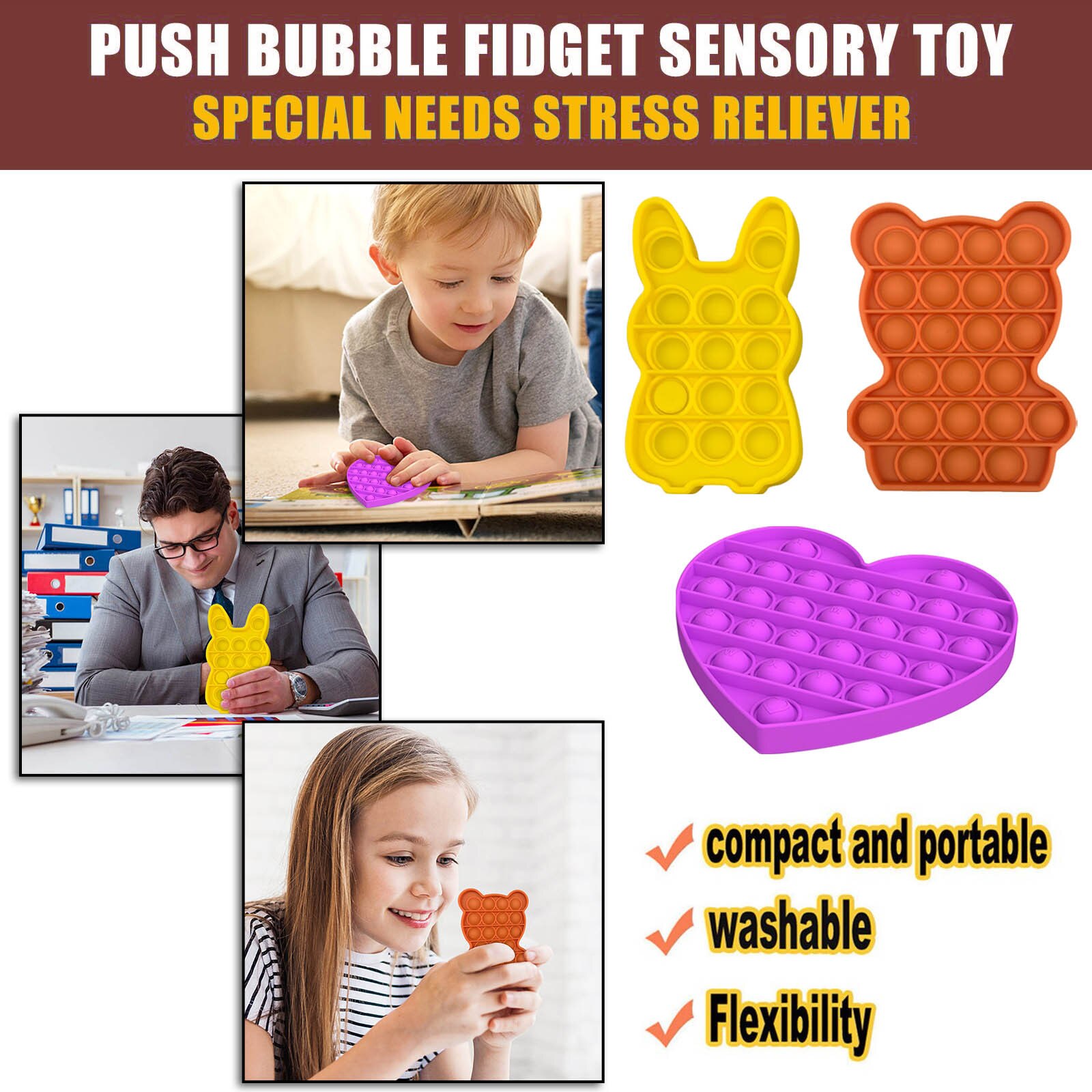 Push Bubble Fidget Sensory Toy Autism Special Need... – Grandado
