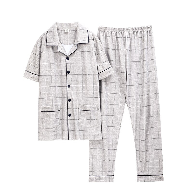 Männer Pyjamas Sommer 100% Baumwolle Männer Pyjama... – Vicedeal