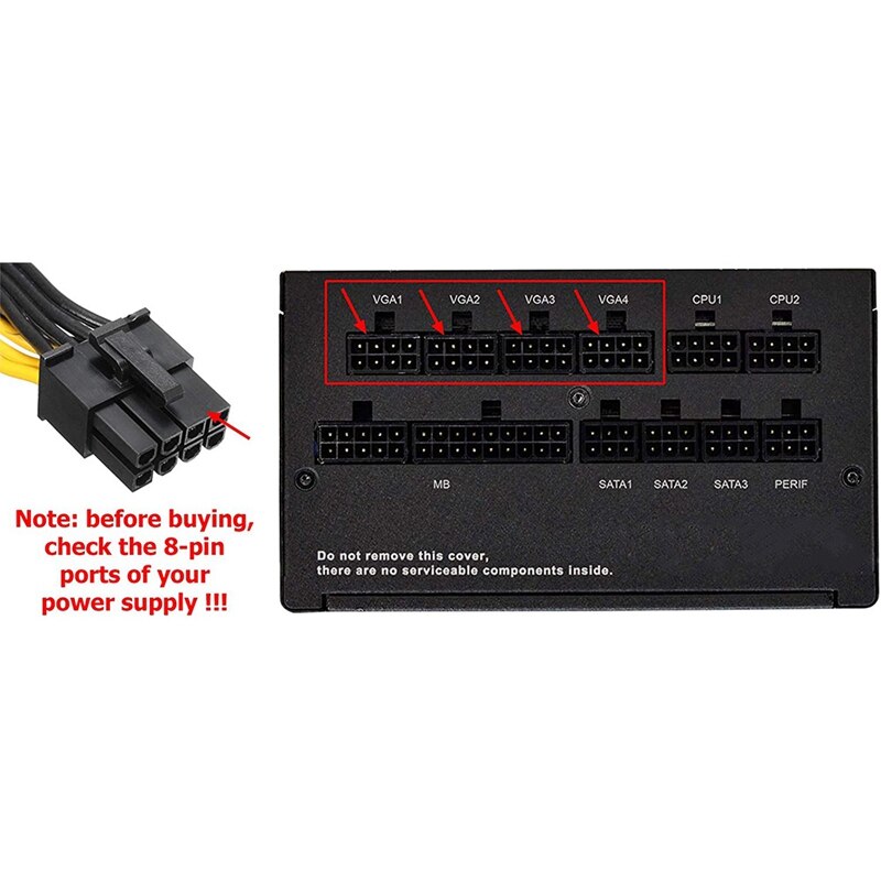 PCI-E 8 Pin Male to Dual 8 Pin (6+2) Male PCI Expr... – Grandado