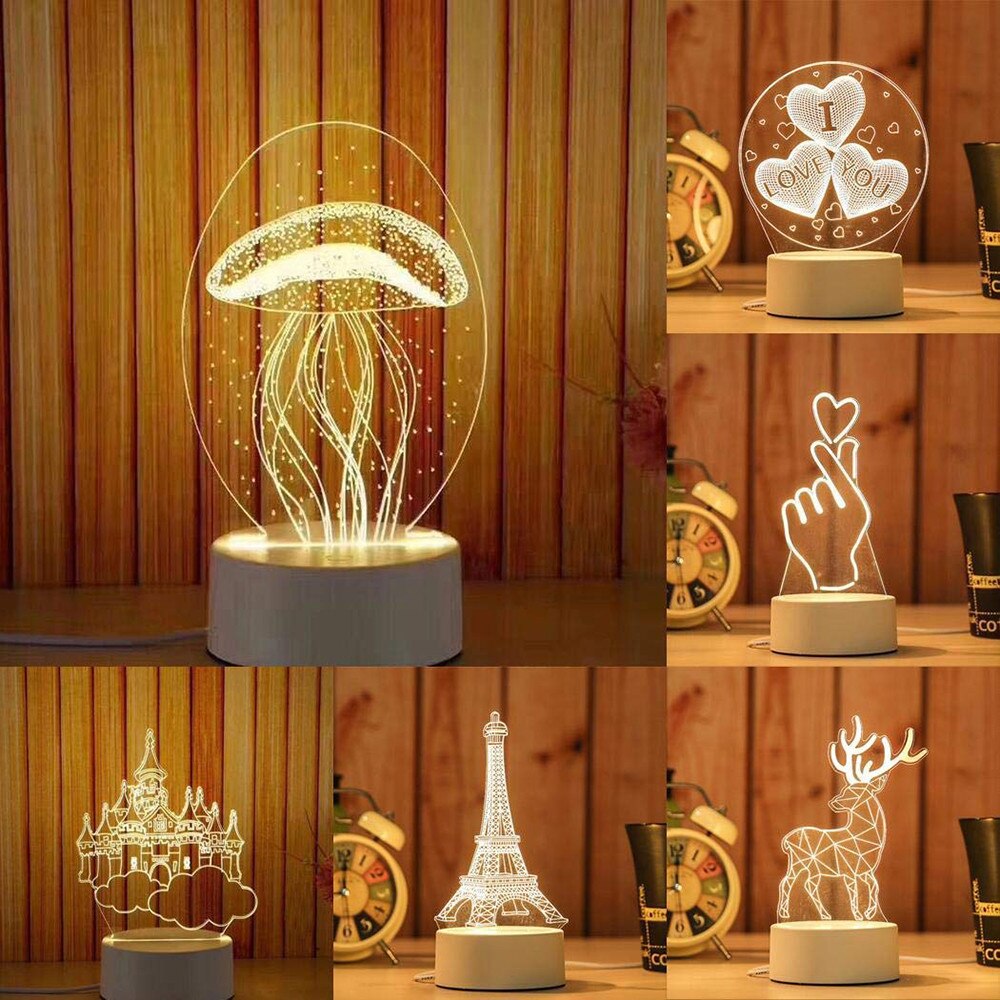 3D USB Acrylic Night Light LED Table Desk Bedroom ... – Grandado