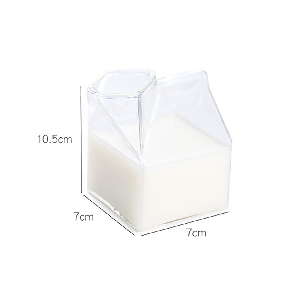 10.5x7x7cm square glass milk carton cup milk conta... – Grandado