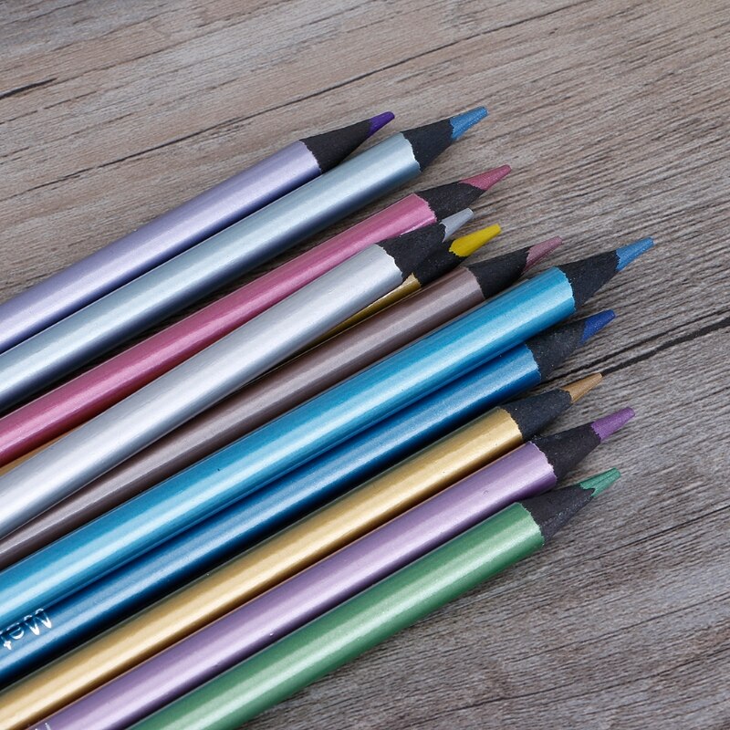 12 Metallic Colored Pencil Non-toxic For Drawing S... – Grandado