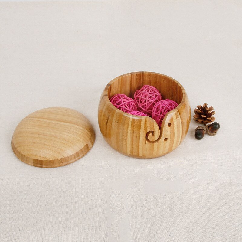 Handcrafted Round Woolen Yarn Ball Container Natur... – Grandado