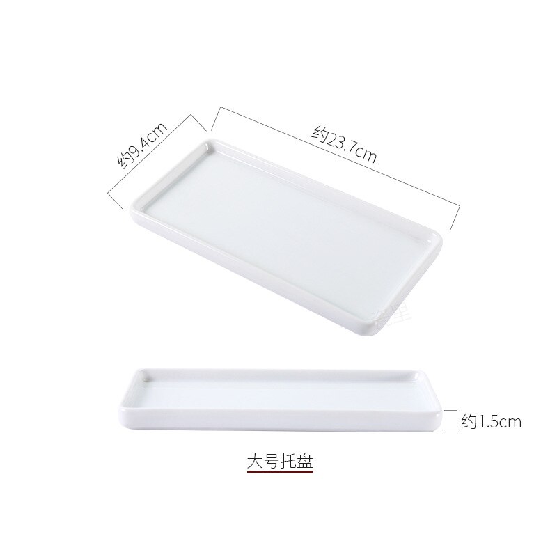 Porcelain ceramic white tea tray long plate gargle... – Grandado