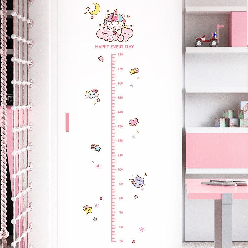 Height Ruler Wallpaper Cartoon Pink Unicorn Starry... – Grandado
