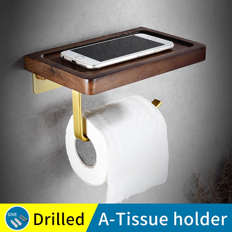 Bathroom gold walnut solid toilet paper holder gol... – Grandado