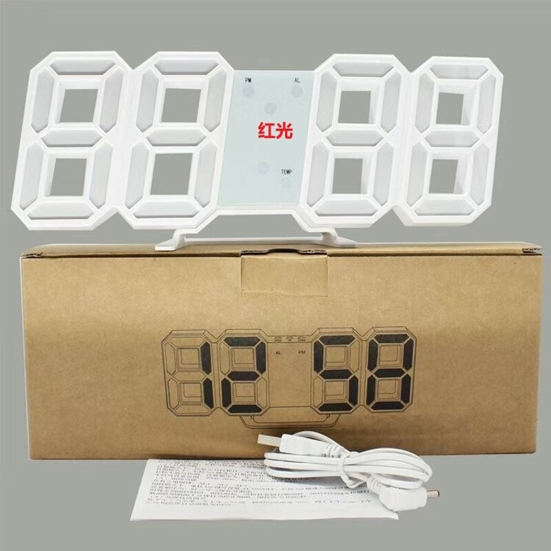 3D LED Desk Digital Wall Alarm Clock 8.46 Inches D... – Grandado