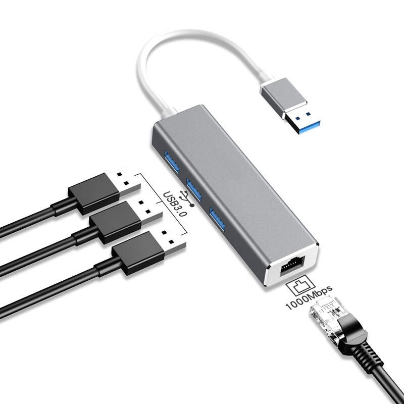 USB Ethernet USB 3.0 to RJ45 Hub 10/100/1000M Ethe... – Grandado