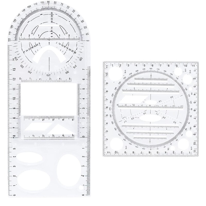 2 Pack Multifunctional Geometric Ruler Rotatable R... – Vicedeal