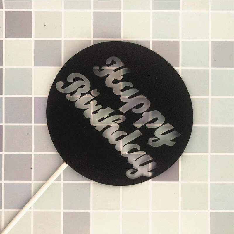 Round Happy Birthday Cake Topper Acrylic Paper Des... – Grandado