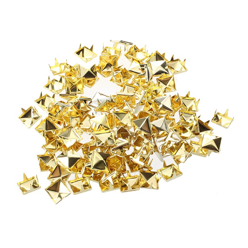 100x Gold 8mm Pyramid Studs Spots Punk Nailheads S... – Grandado