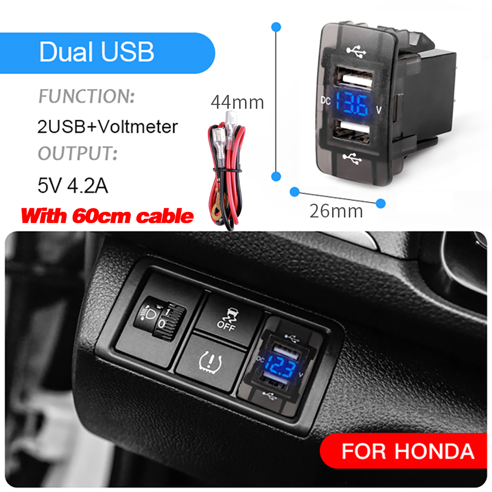 12V-24V 4.2A Dual Usb Car Charger Voor Honda 2 Usb... – Vicedeal