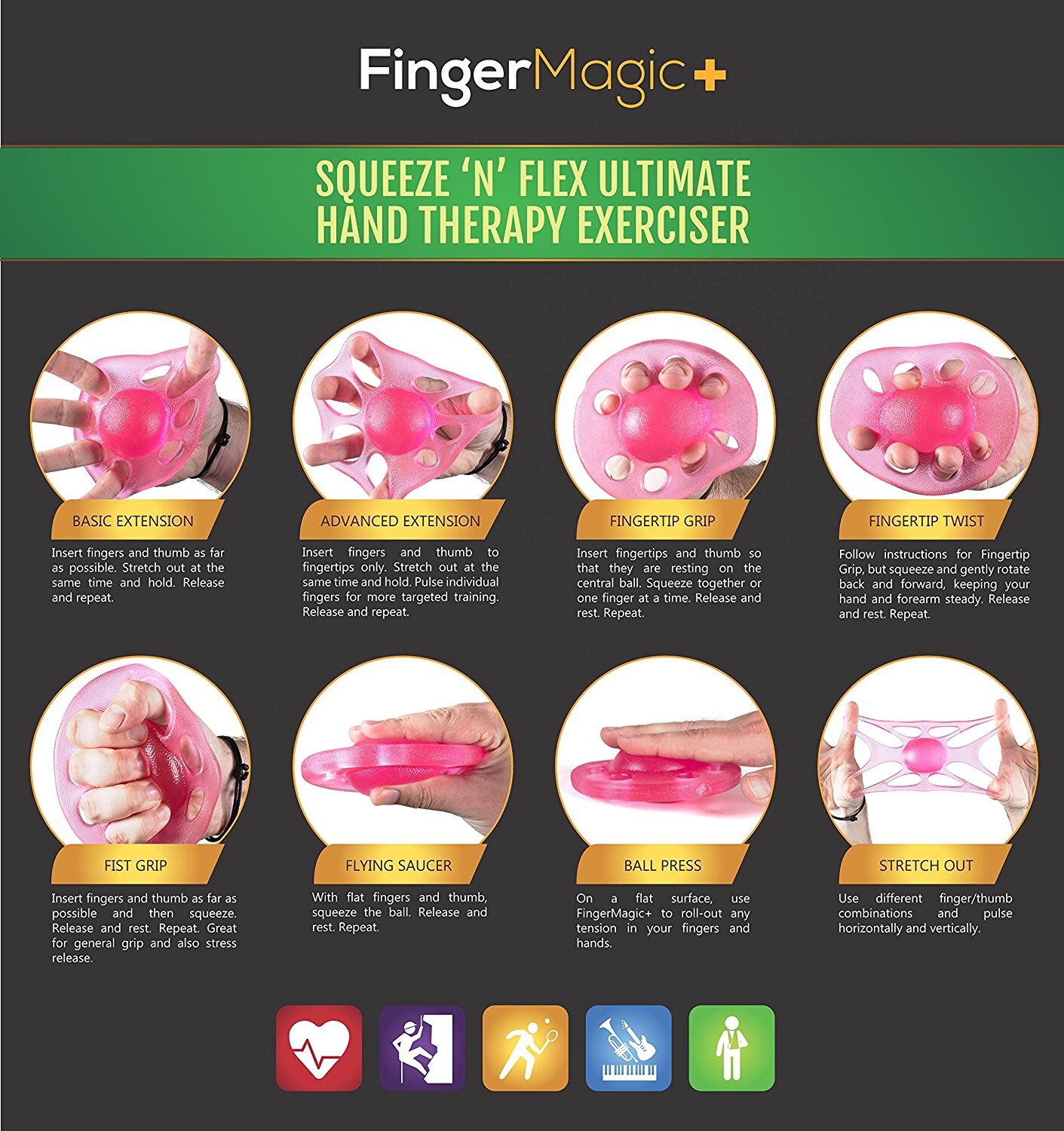 Hand Exerciser Vinger Brancard Grip 8 Gaten Hand E... – Vicedeal