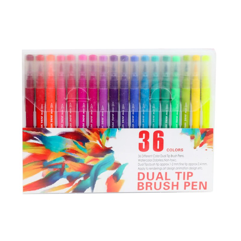 Dual Tip Art Markers 12/24/36 Colors Calligraphy W... – Grandado