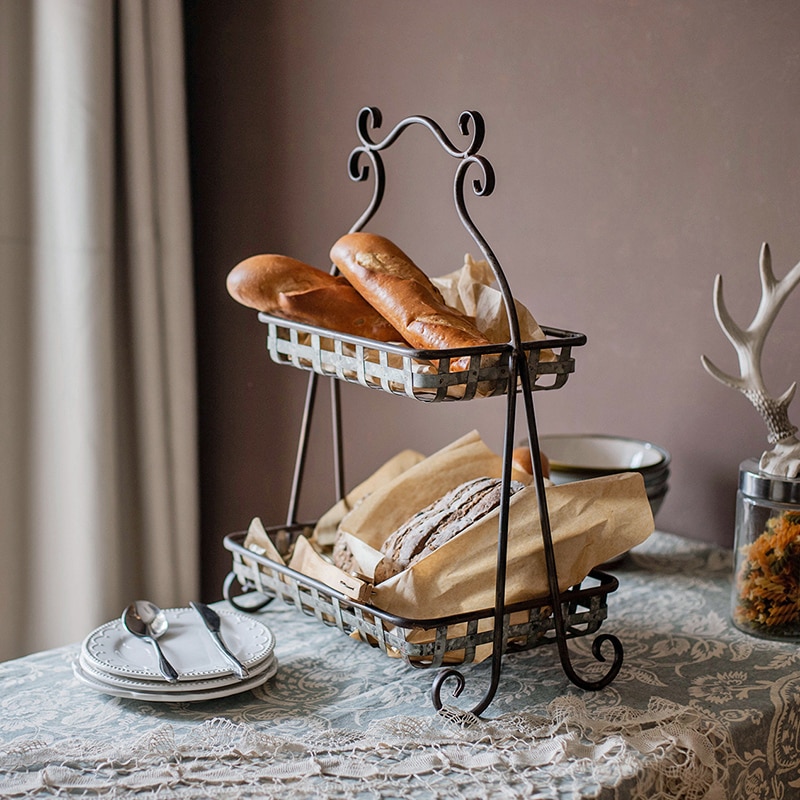 beautiful 2 tier rustic vintage metal storage bask... – Vicedeal