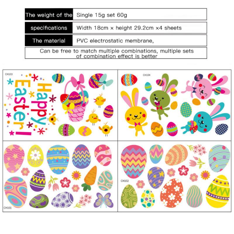 Easter Wall Stickers Easter Bunny Egg Window Glass... – Grandado