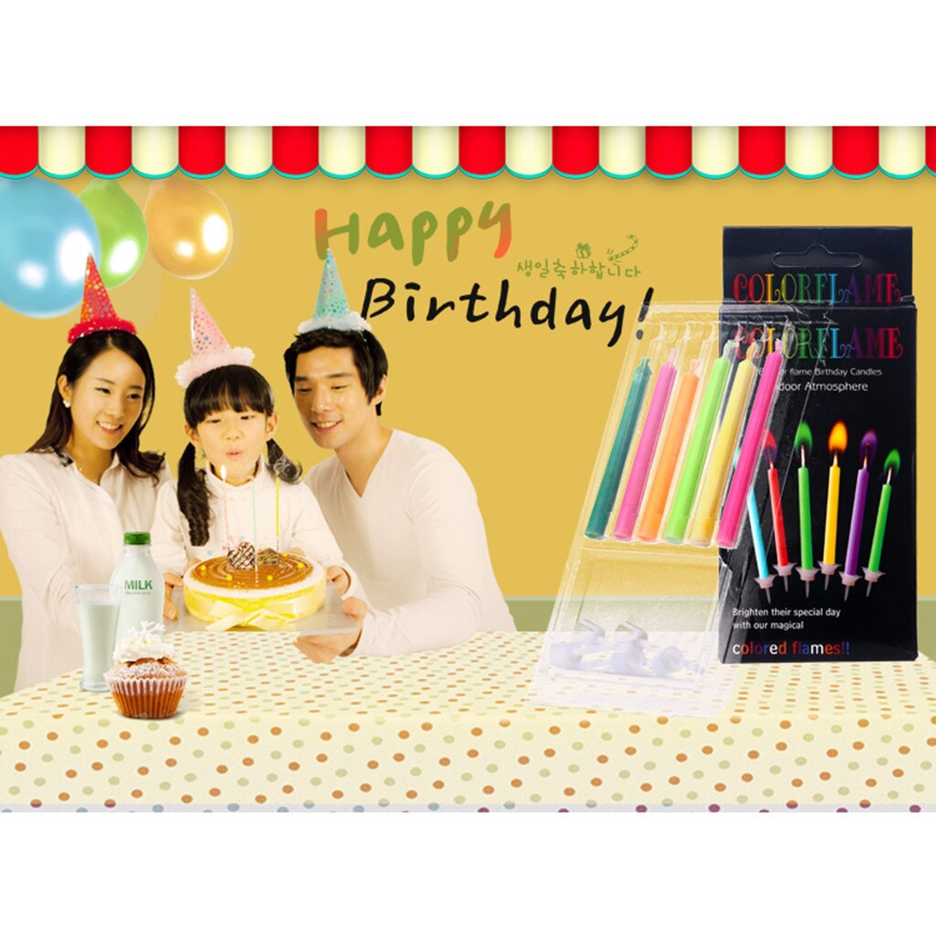 6pcs colored flame Happy Birthday Candle Party Fes... – Grandado
