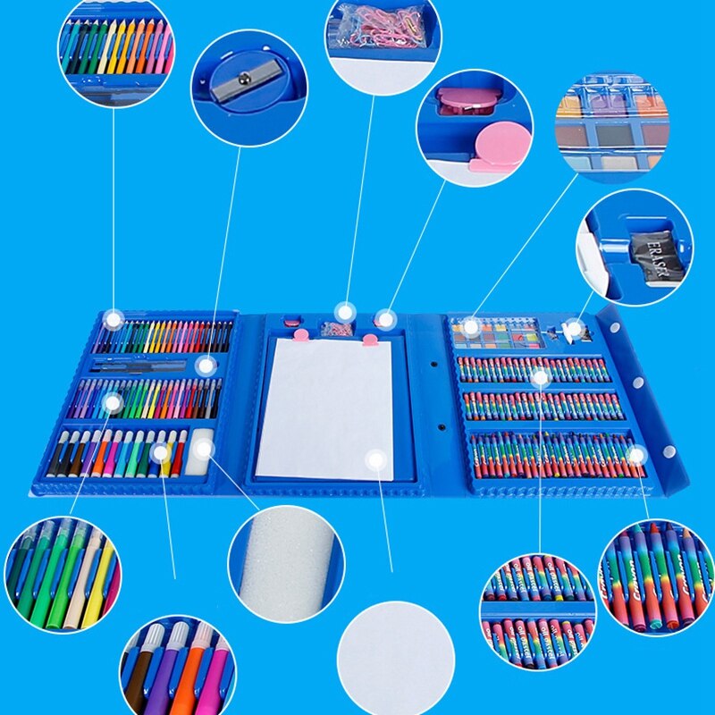 176 Kid Draw Set Colored Pencil Crayon Watercolors... – Grandado