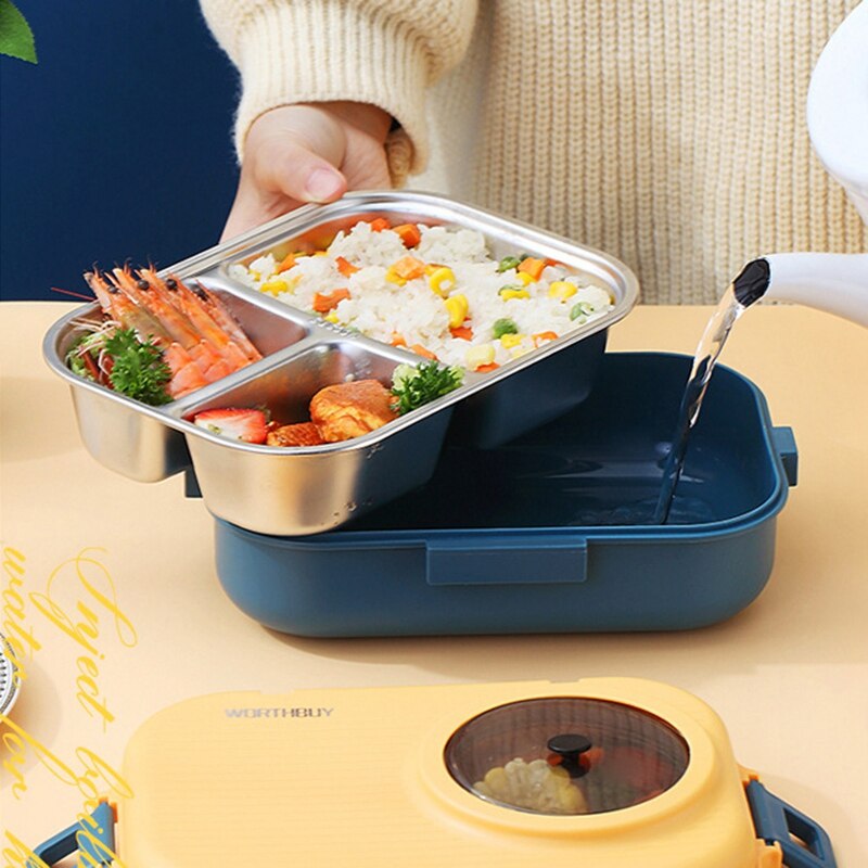 Rvs Bento Box Picknick Box 2 Layer Lunchbox Draagb... – Grandado