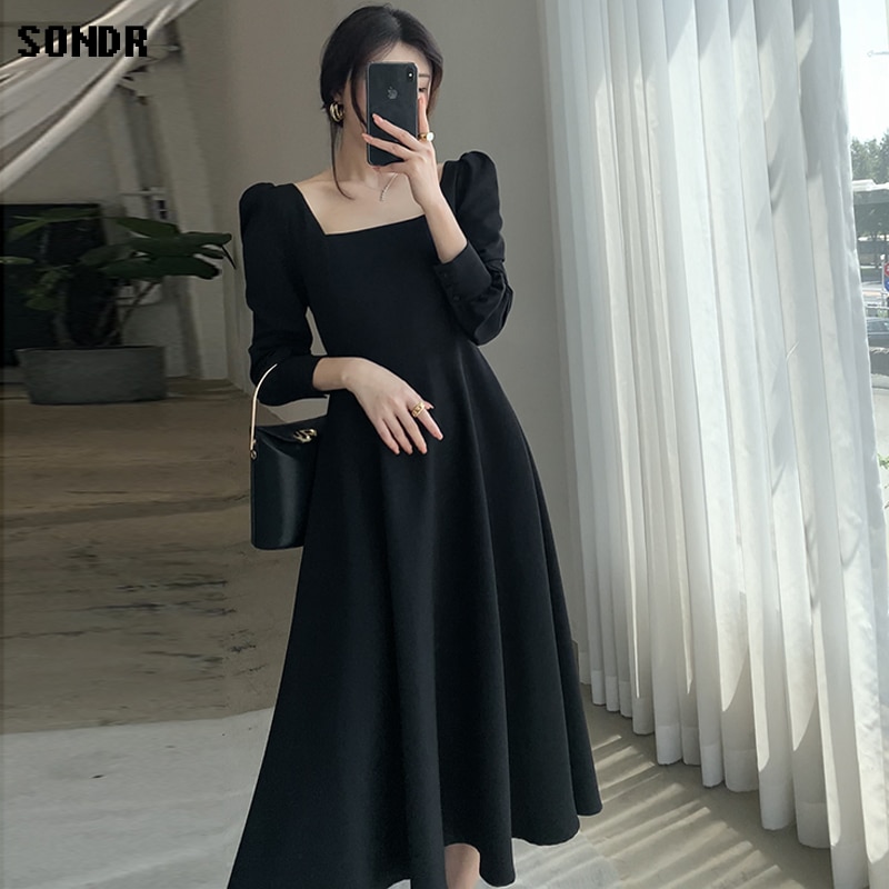 One-Piece Korean Dresses Autumn Long-Sleeved Frenc... – Grandado