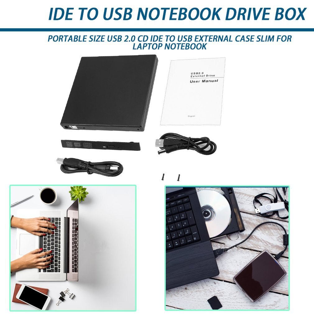 Portable USB 2.0 DVD CD DVD-Rom IDE External Case ... – Grandado