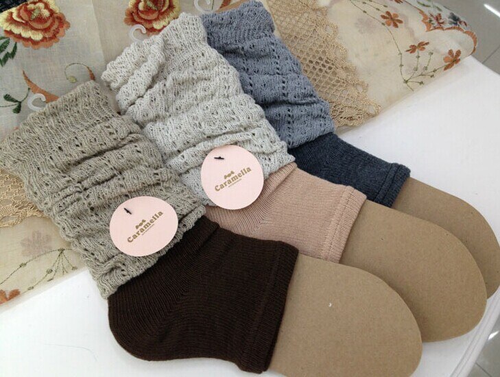 burn out 2 tone Ruffle Lace Trim Cotton Knit leg w... – Vicedeal