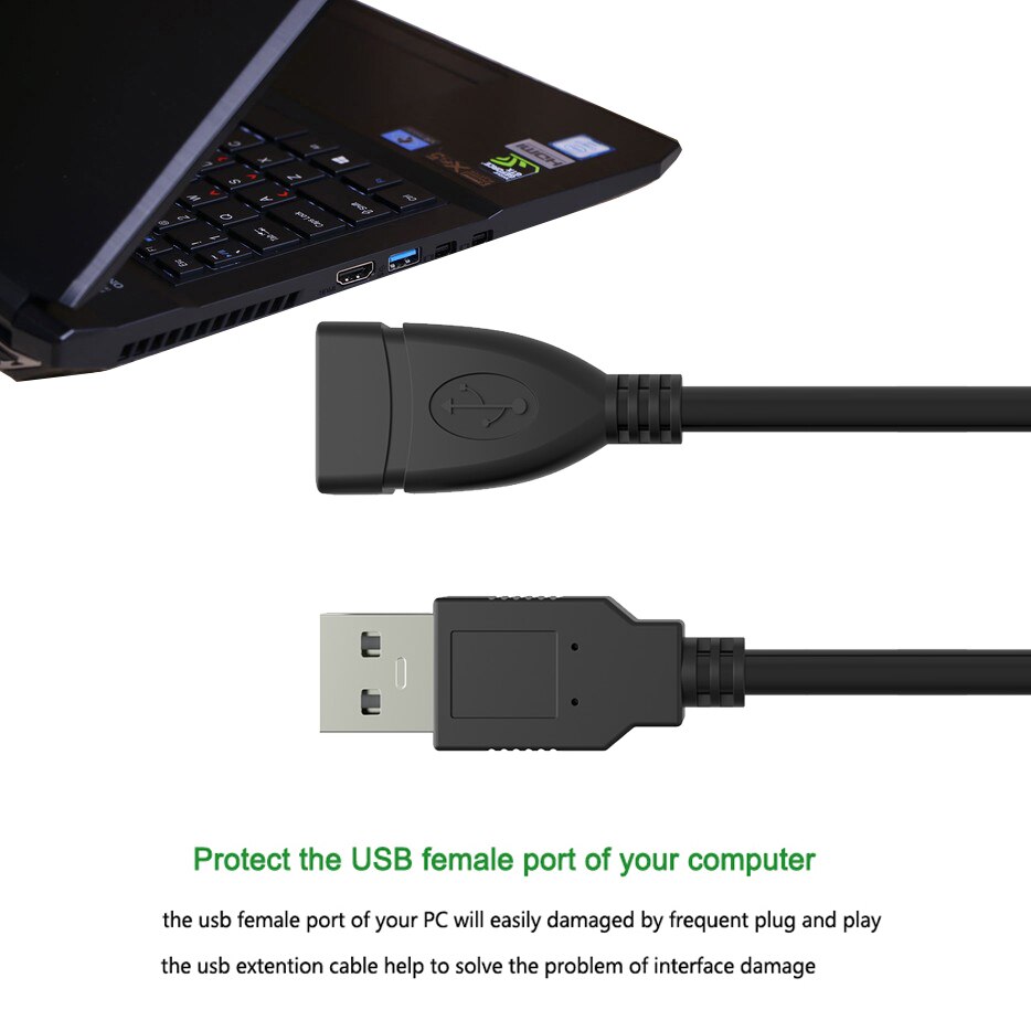 Højhastigheds usb 2.0 han til hun forlængerkabel s... – Grandado