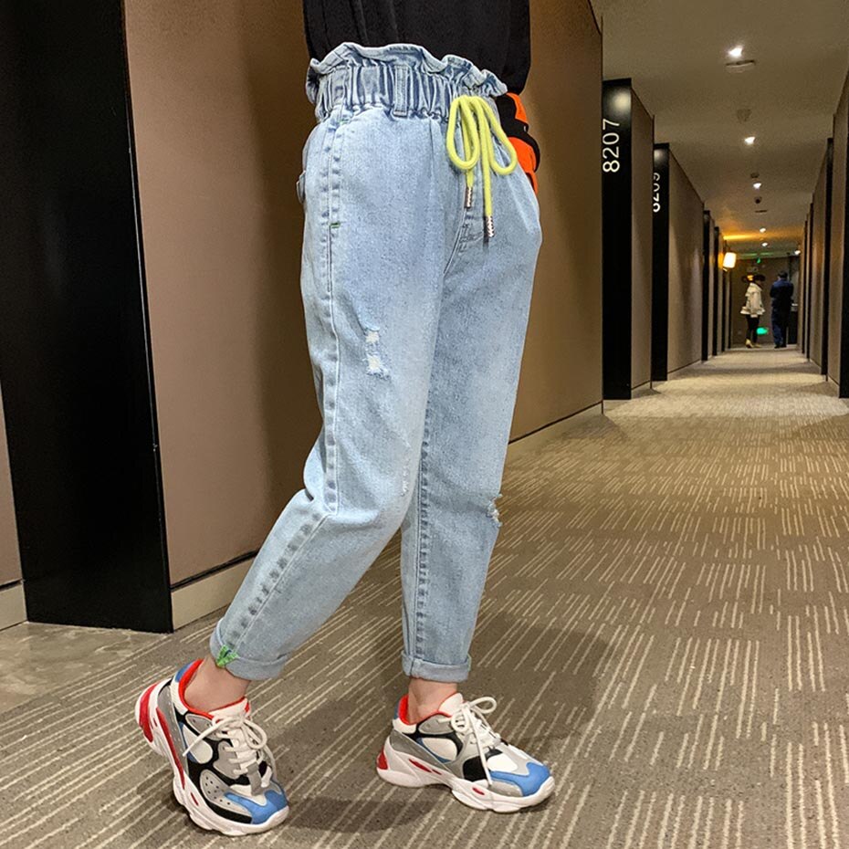 Girls Jeans Drawstring Jeans Kids Girl Casual Kids... – Vicedeal