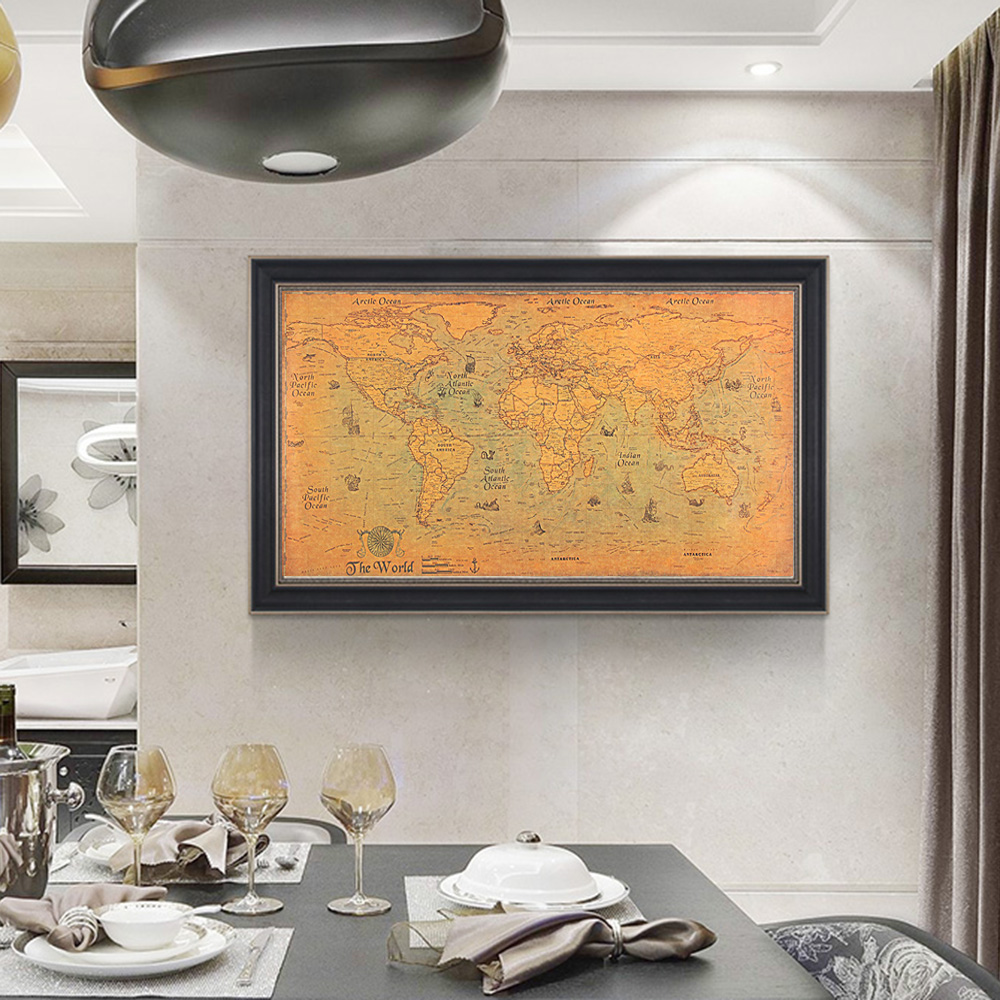 Nautical Ocean Vintage World Map Retro Old Poster ... – Grandado