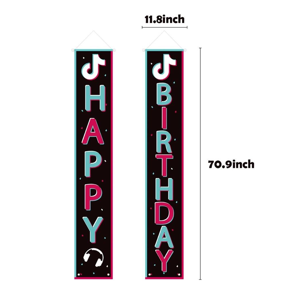 TIK Happy TOK Birthday Theme Party Porch Sign Musi... – Grandado