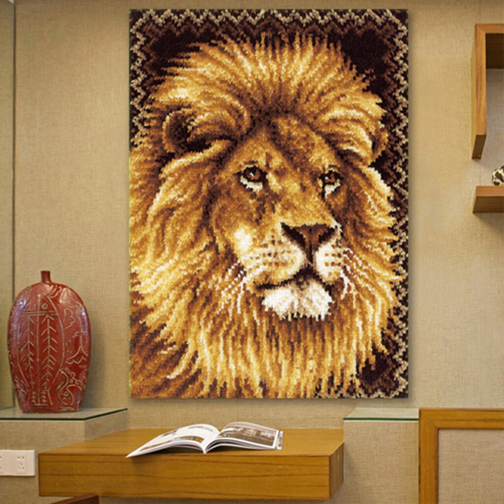 Kids Lion Latch Hook Kit Rug Pillow Cover Floor Ma... – Vicedeal