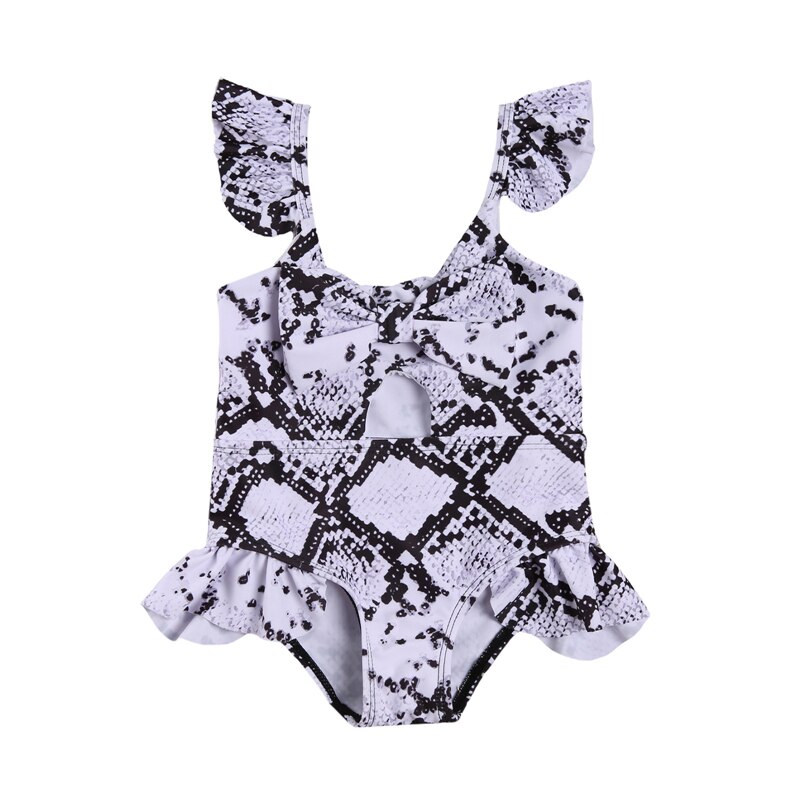 Kids Girls Snake Skin Pattern One Piece Swimwear R... – Grandado