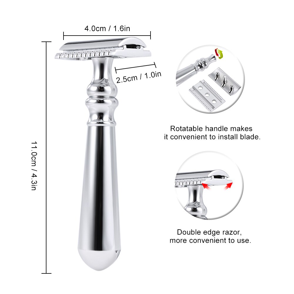 Double Edge Safety Shaving Razor Rotatable Long Ha... – Vicedeal